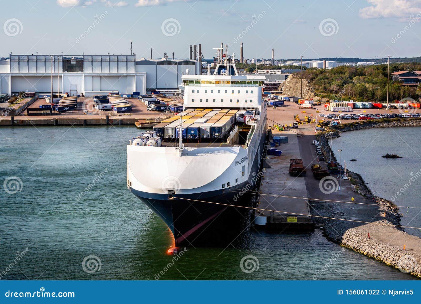 Container Ship with Open Deck Full of Containers Docked in Gothenburg ...