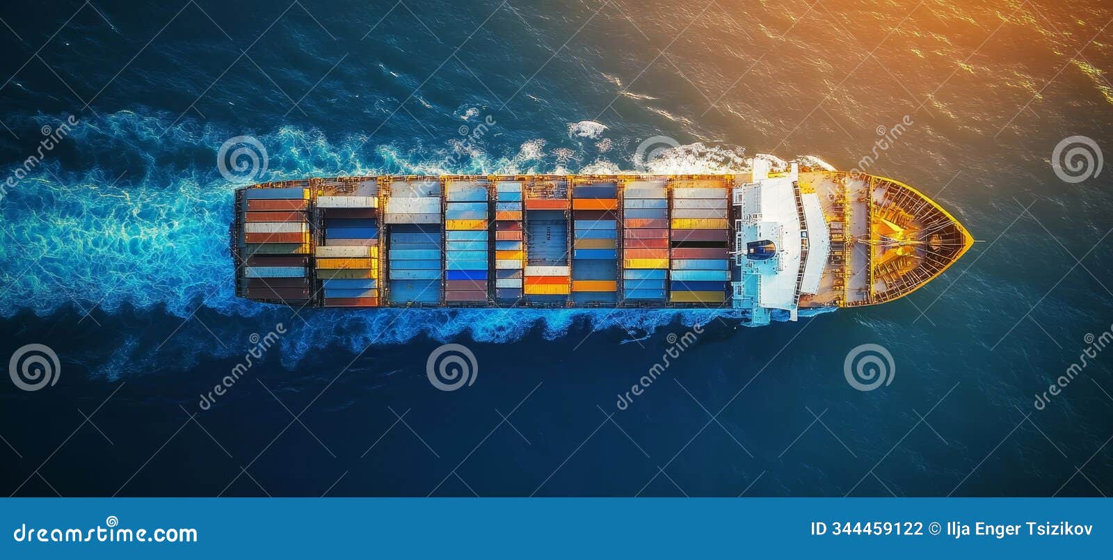 Container Ship on the Open Sea, International Freight, Shipping, Import ...