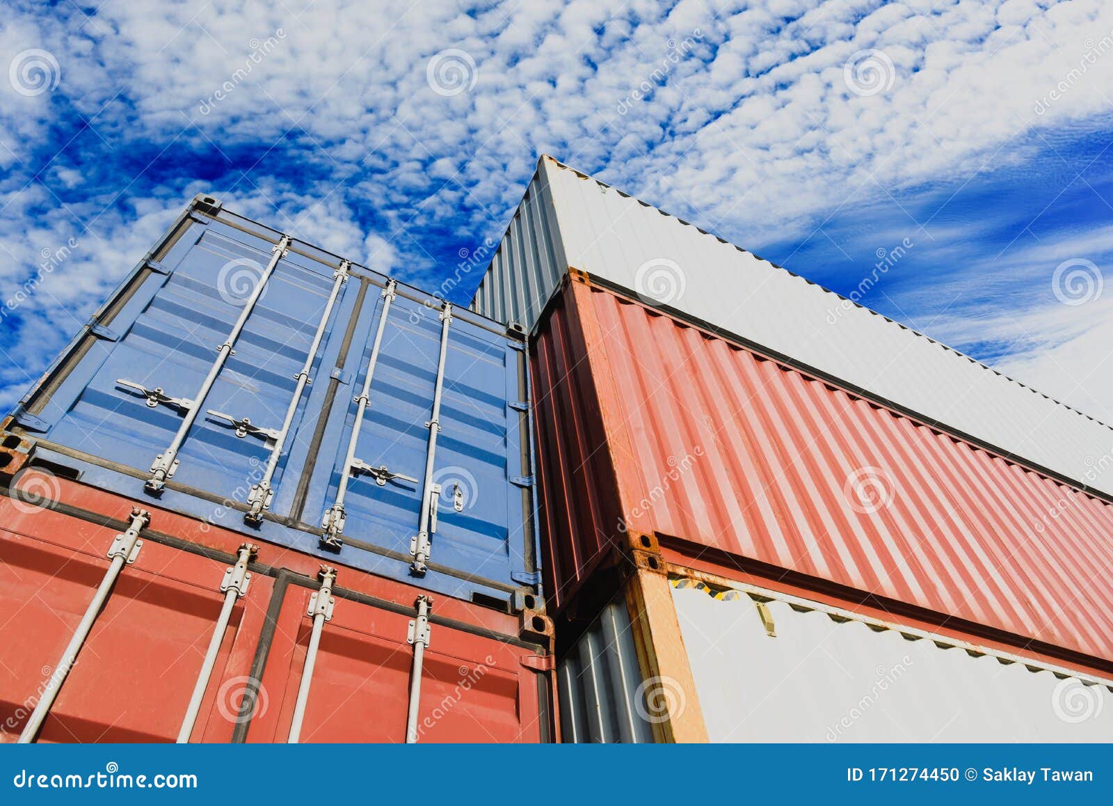 Container Ship Ping Stacking in Yard. Stock Photo - Image of nautical ...