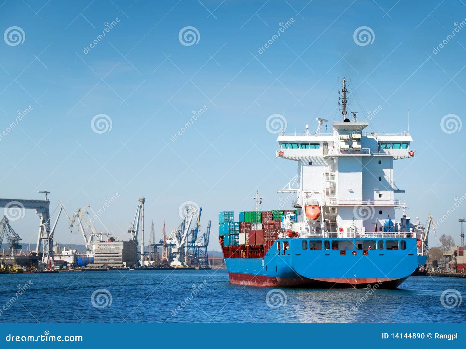 Container ship in port stock photo. Image of europe, gdynia - 14144890