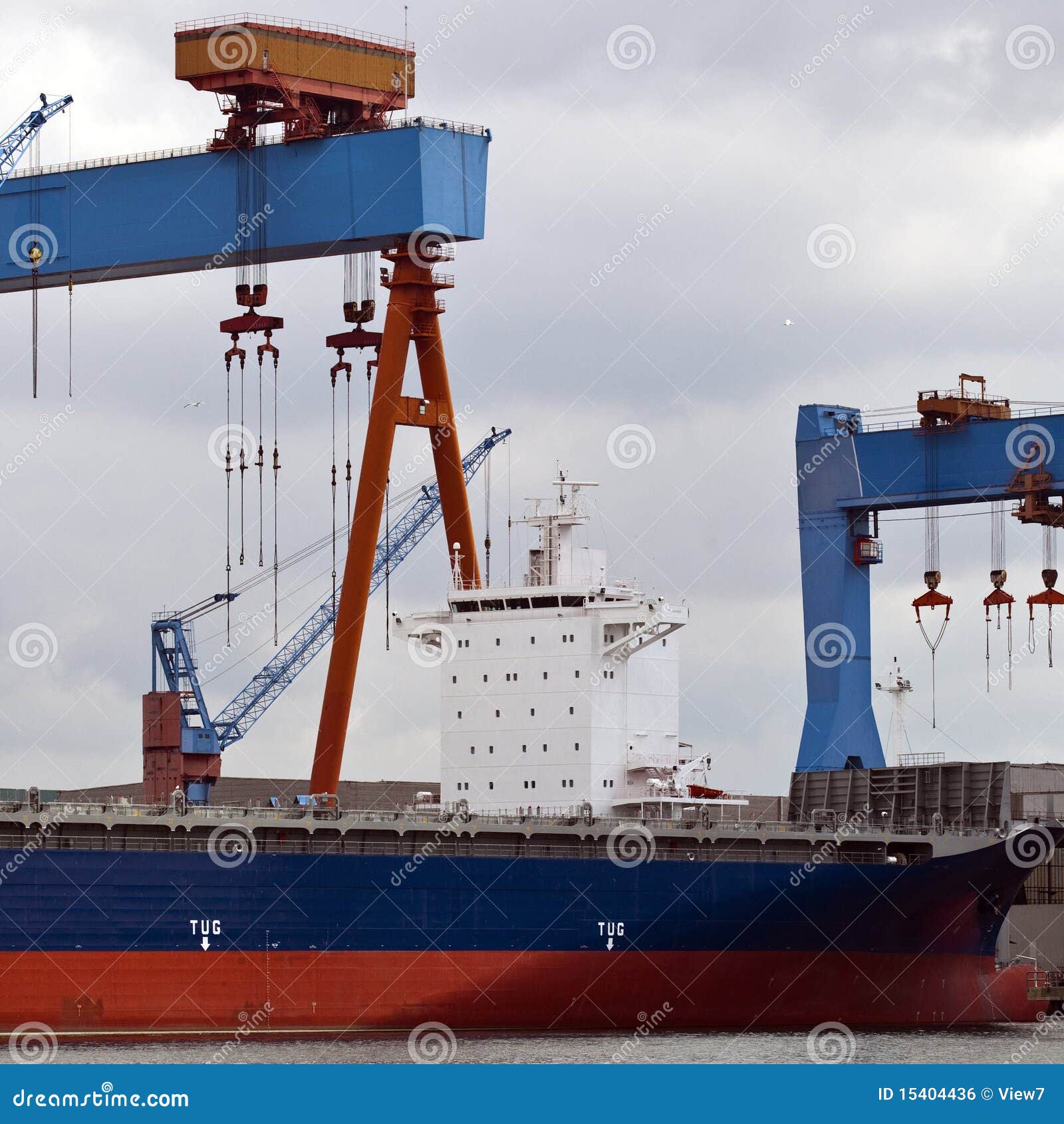 Container ship in port stock photo. Image of overhead - 15404436