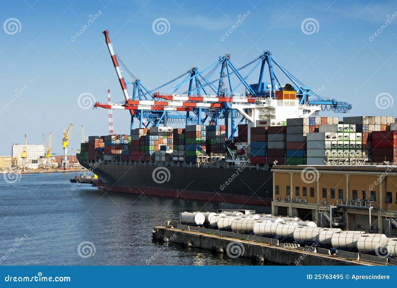 Container ship in port stock image. Image of bulk, goods - 25763495