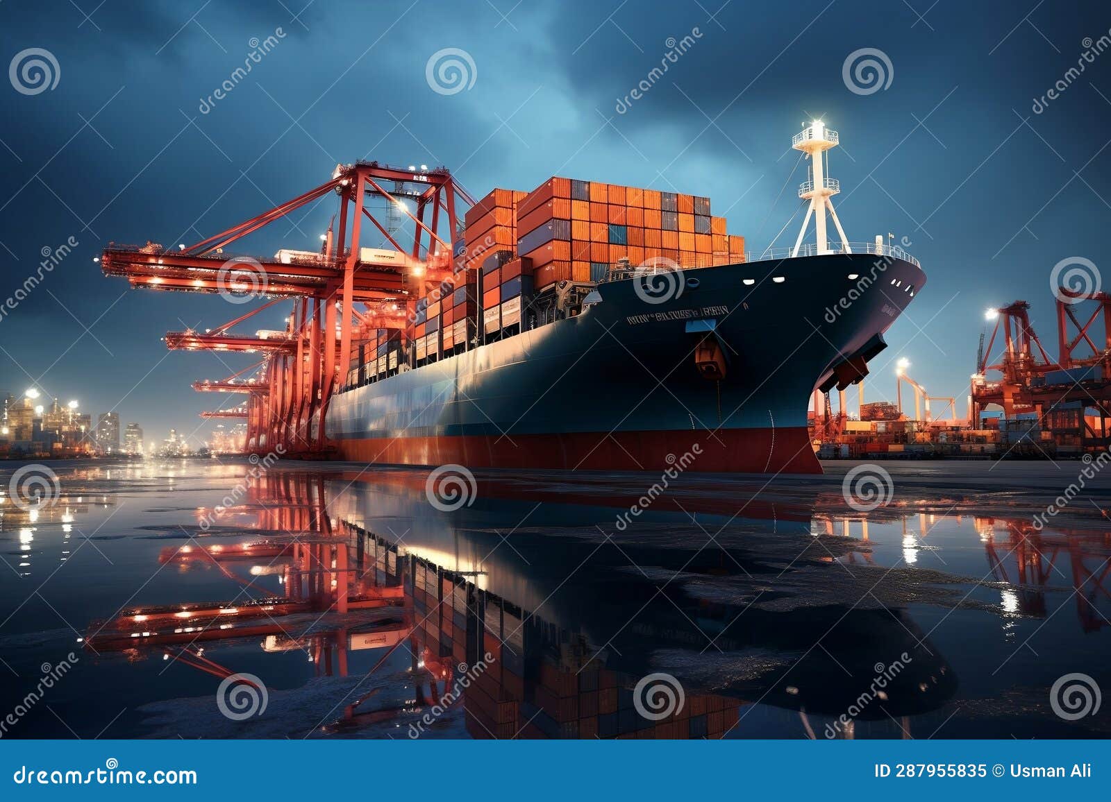 Container Ship at the Port. AI Stock Image - Image of industry ...