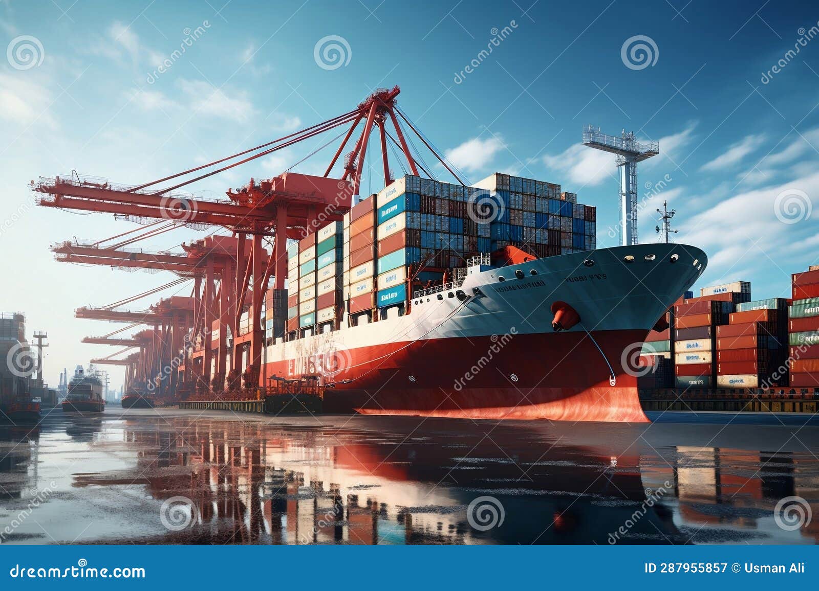Container Ship at the Port. AI Stock Image - Image of goods ...