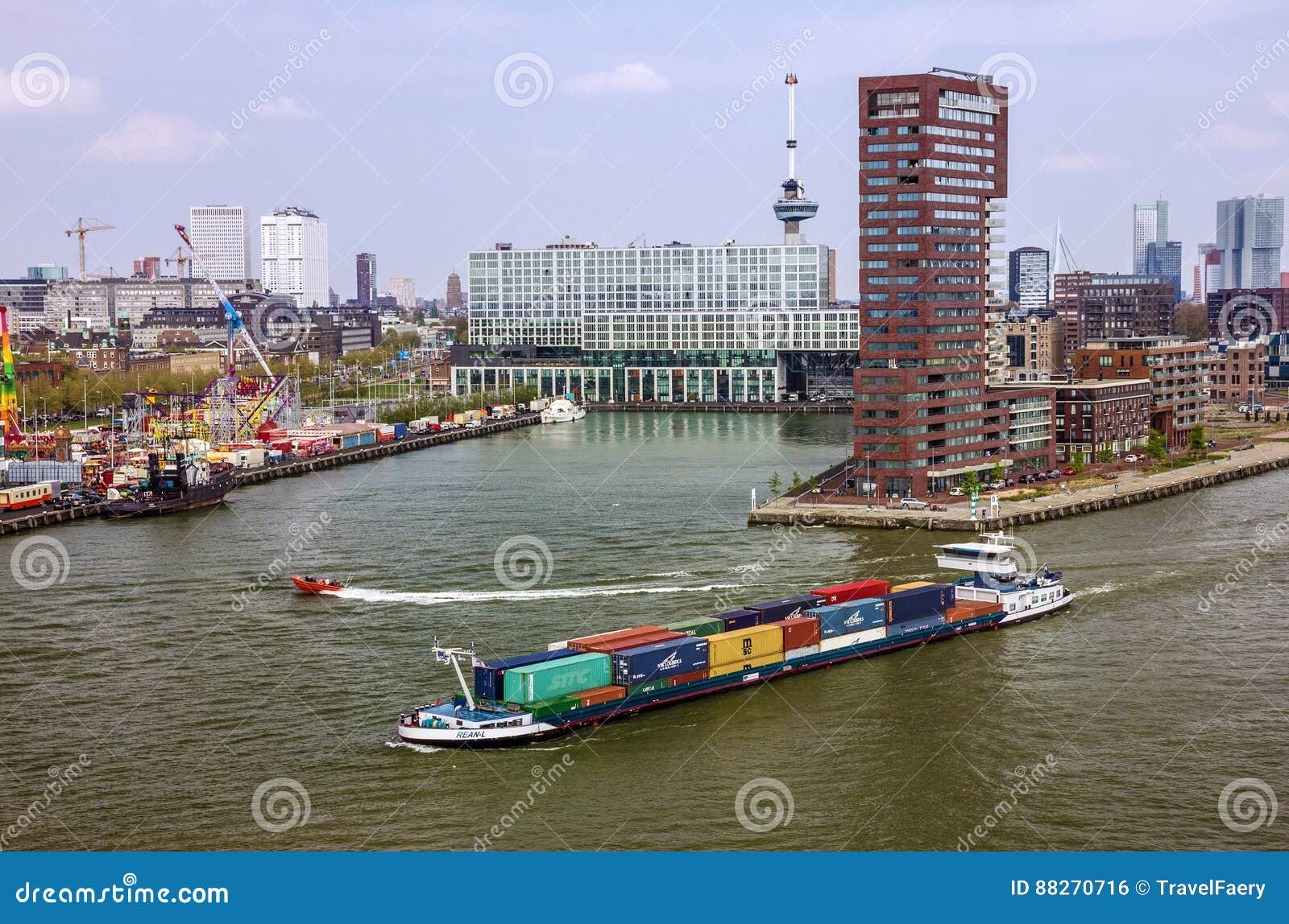 Container Ship in Port Area of Rotterdam, Netherlands Editorial Photo ...