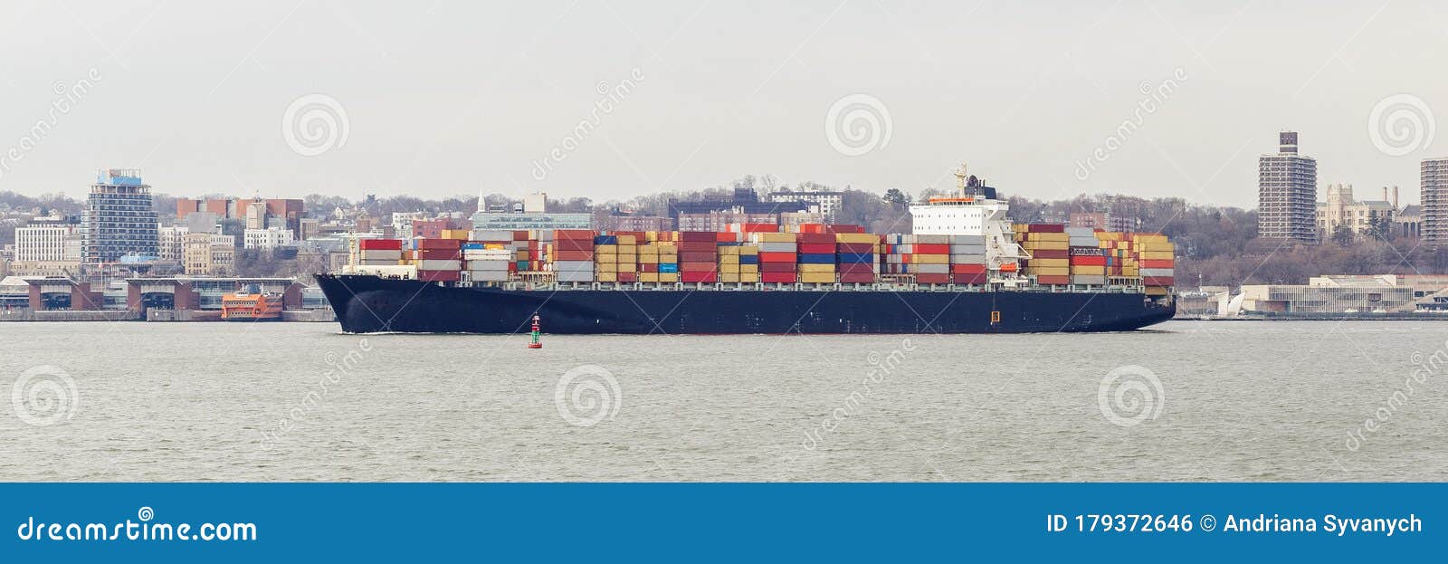 Container Ship in the Port during Cargo Operation Stock Photo - Image ...