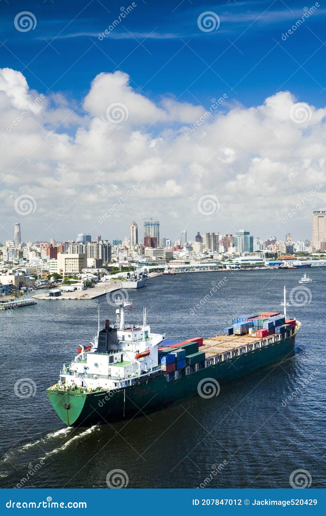 The Container Ship into the Port of Kaohsiung, Taiwan. Stock Photo ...