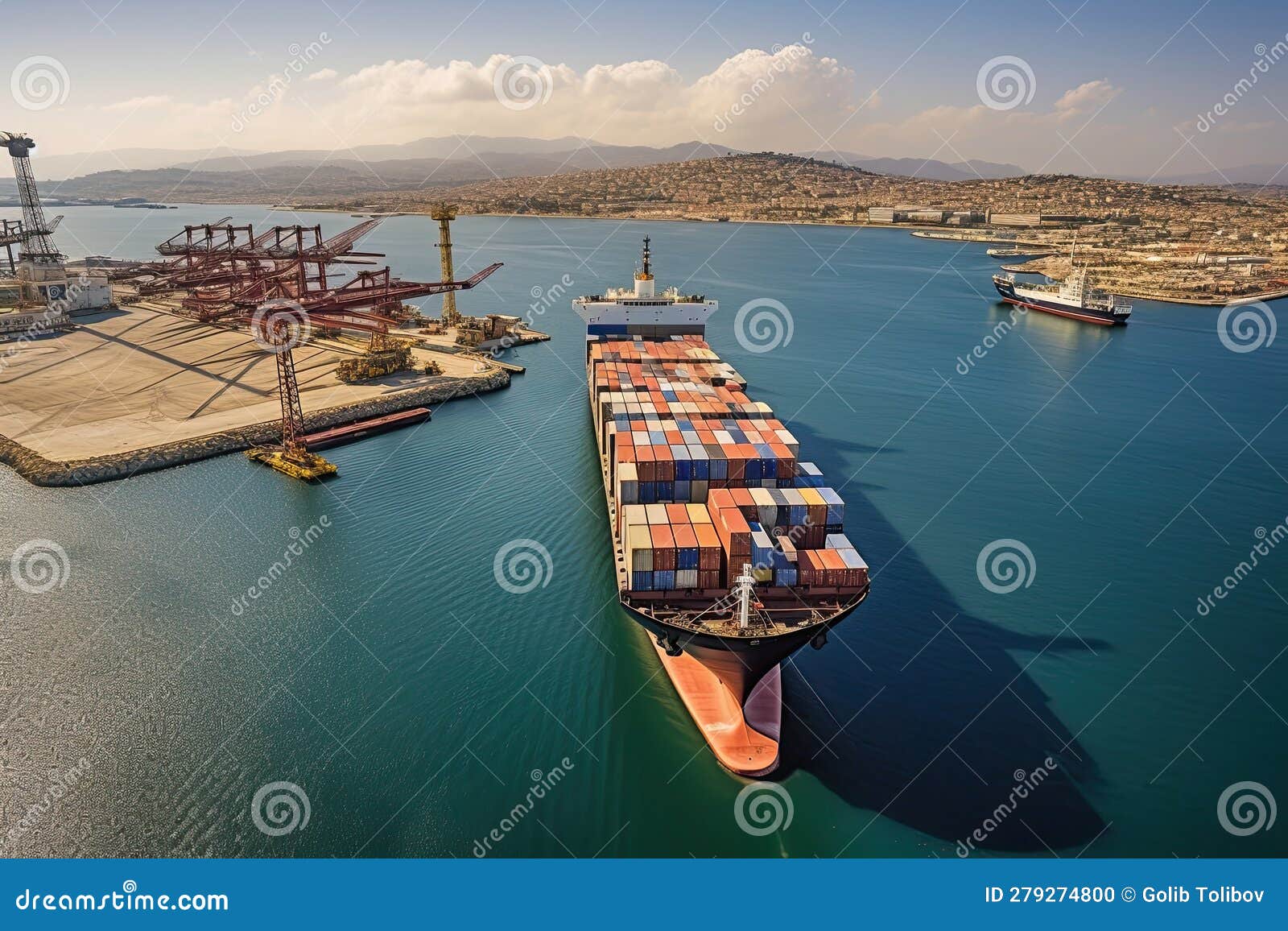 A Container Ship At The Port Of Los Angeles. Generative Ai Stock Photo ... A Container Ship At The Port Of Los Angeles. Generative Ai Stock Photo ...