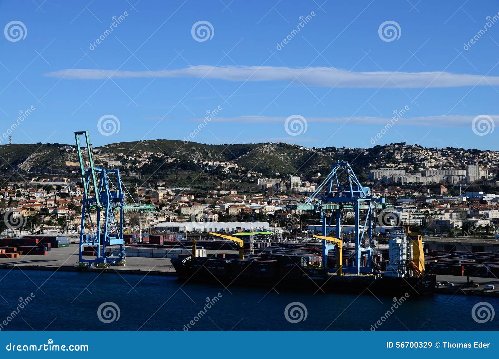 Container Ship in Port of Marseille Editorial Stock Image - Image of ...