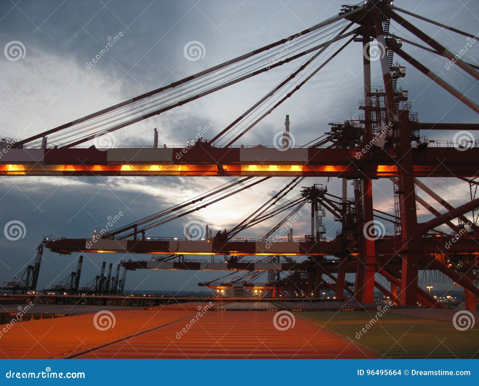 Container Ship in Port at Night 2 Editorial Stock Image - Image of ...