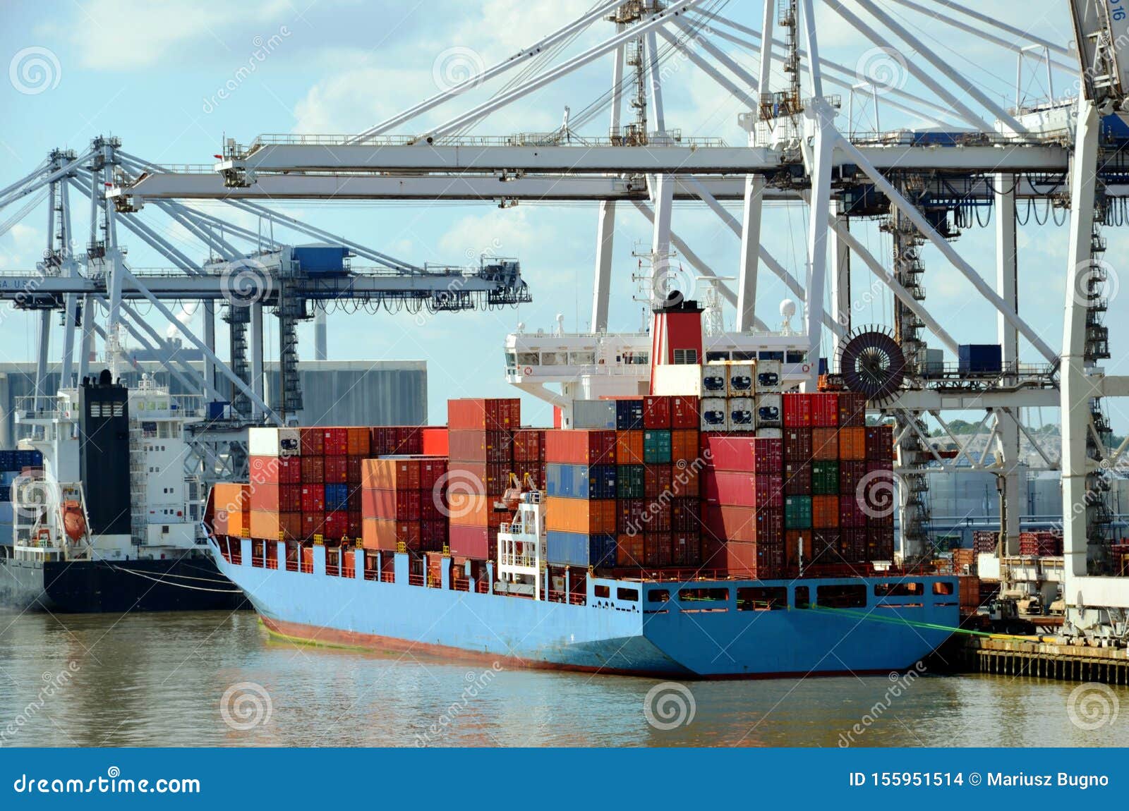 Container Ship in the Port of Savannah, Georgia Stock Photo - Image of ...