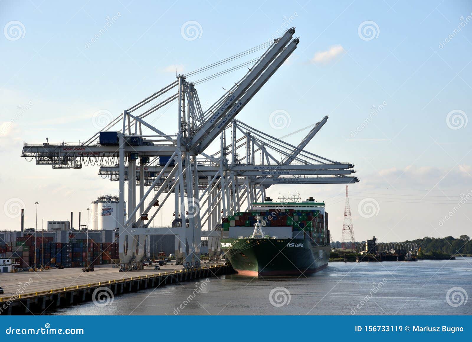 Container Ship in the Port of Savannah. Editorial Stock Image - Image ...