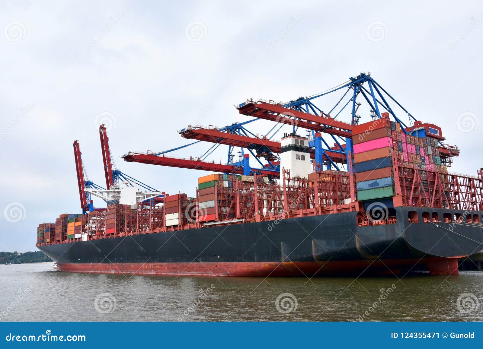 Container ship in the port stock image. Image of logistic - 124355471