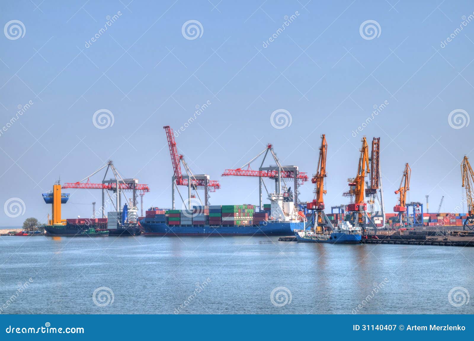 Container ship in port stock image. Image of transportation - 31140407