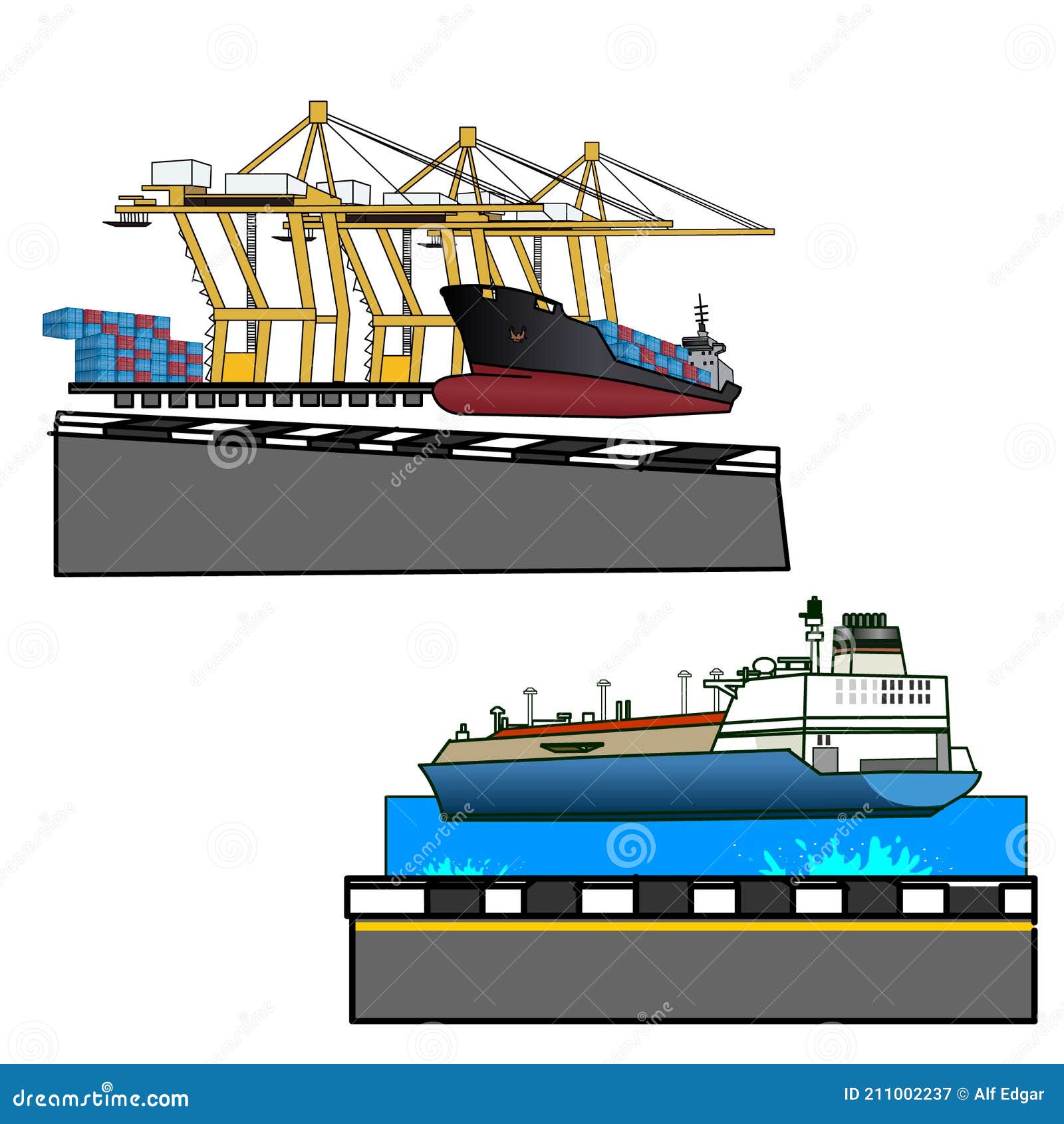 Container Ship in Port Vector Image Stock Image - Illustration of ...