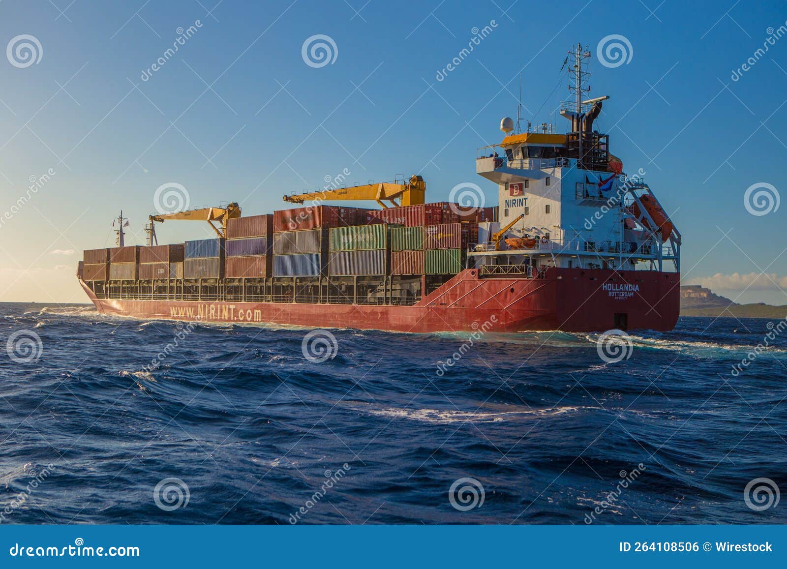 Container Ship Sailing in Curacao Editorial Photo - Image of port, ship ...
