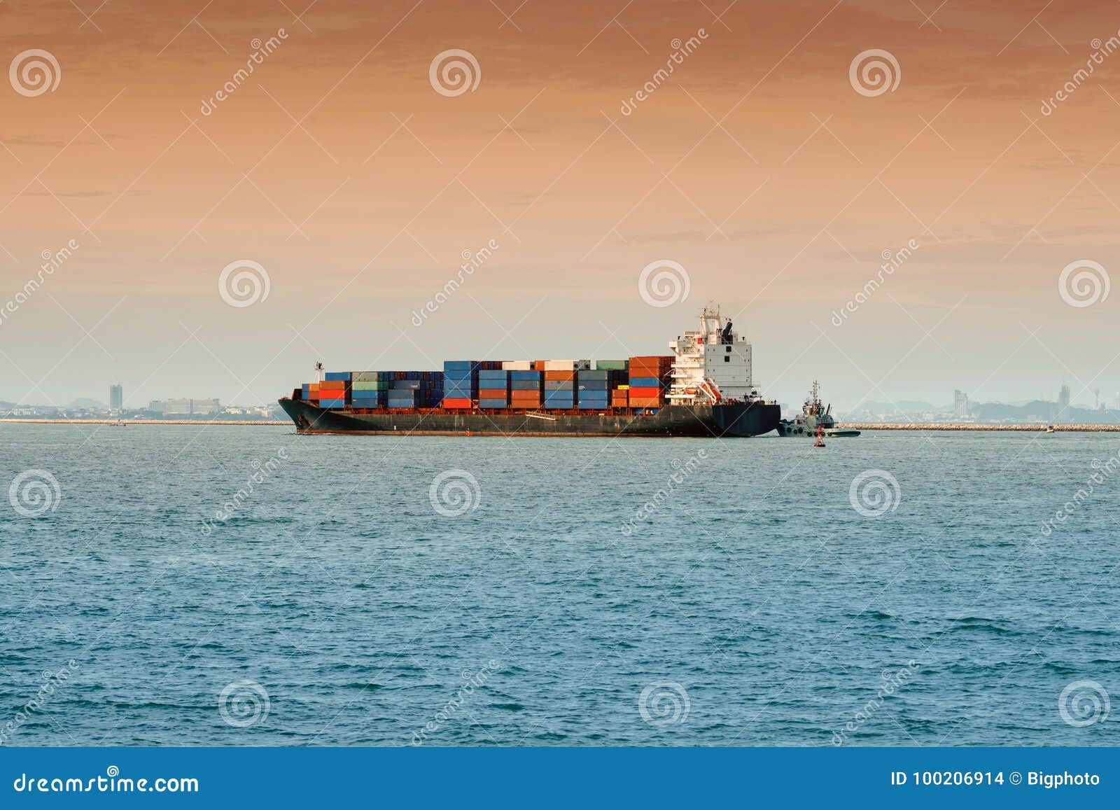 Container Ship Sailing in the Morning. Stock Photo - Image of cellular ...