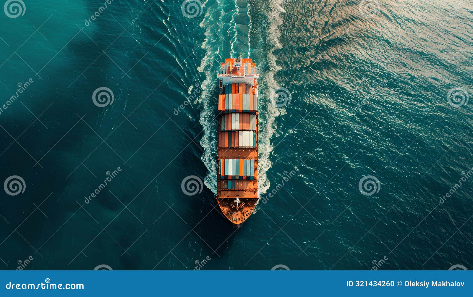 Container Ship Sailing in the Ocean Top View Stock Illustration ...