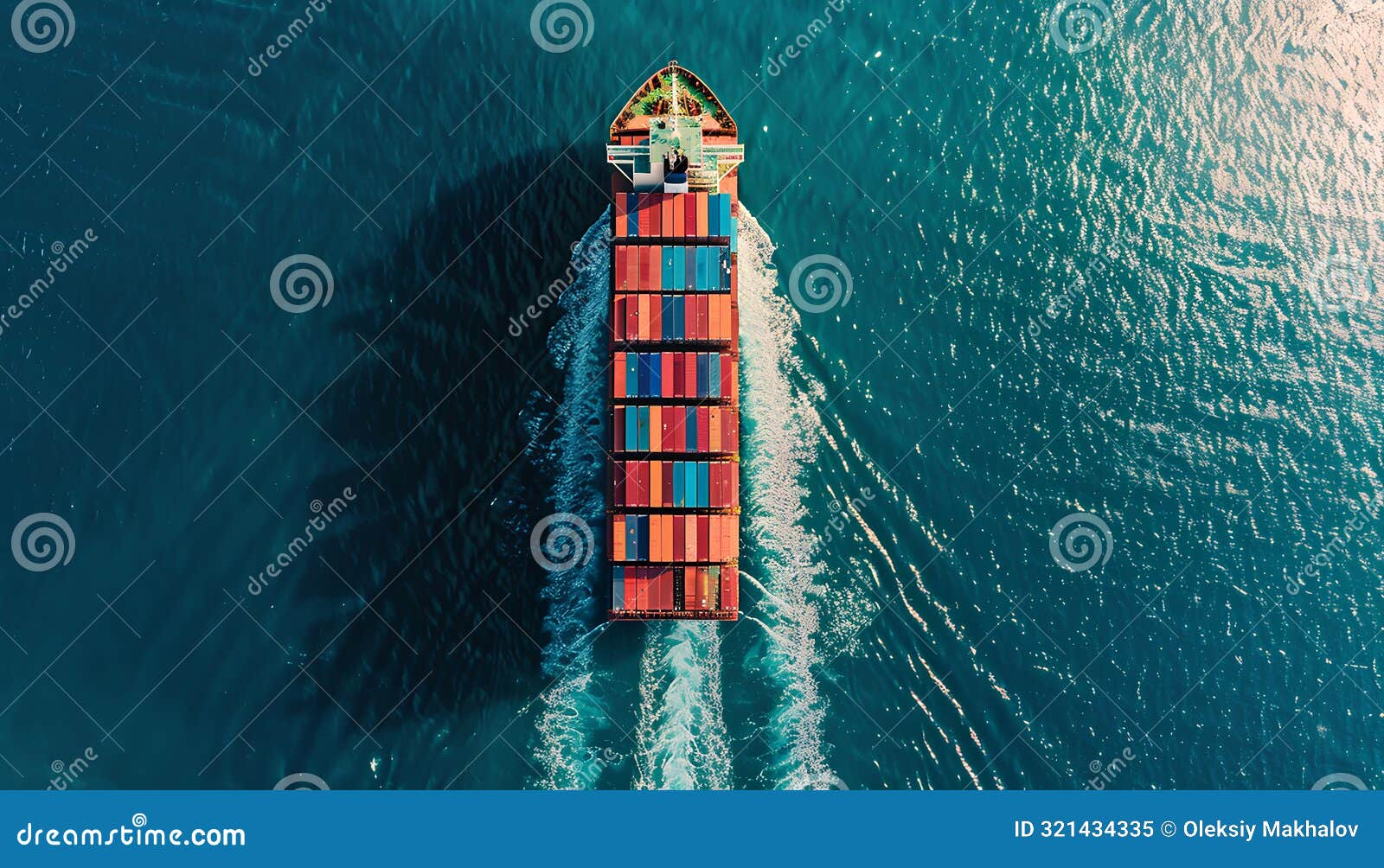 Container Ship Sailing in the Ocean Top View Stock Illustration ...