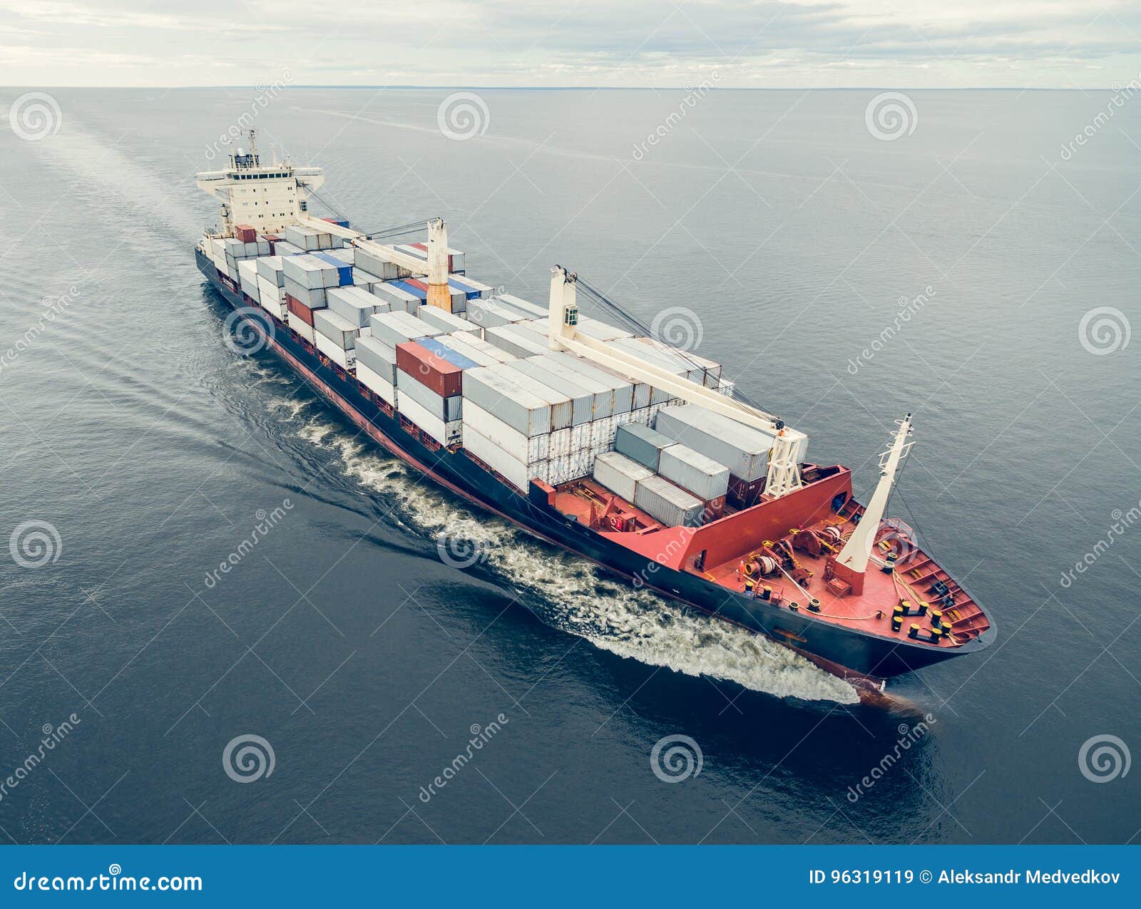 Container Ship Sailing in Open Sea Stock Image - Image of floating ...