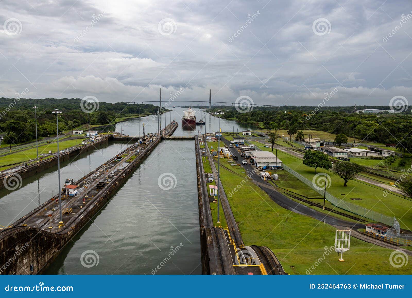 Container Ship in the Panama Canal Editorial Stock Photo - Image of ...