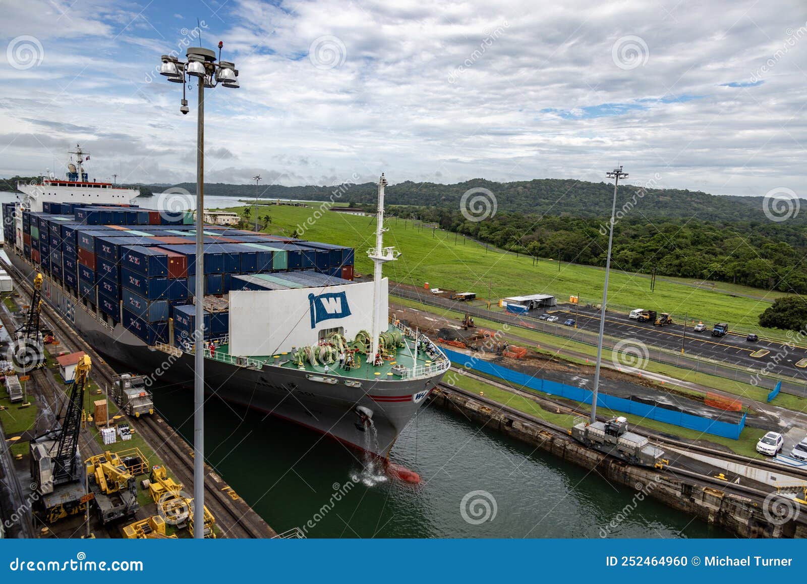 Container Ship in the Panama Canal Editorial Image - Image of america ...