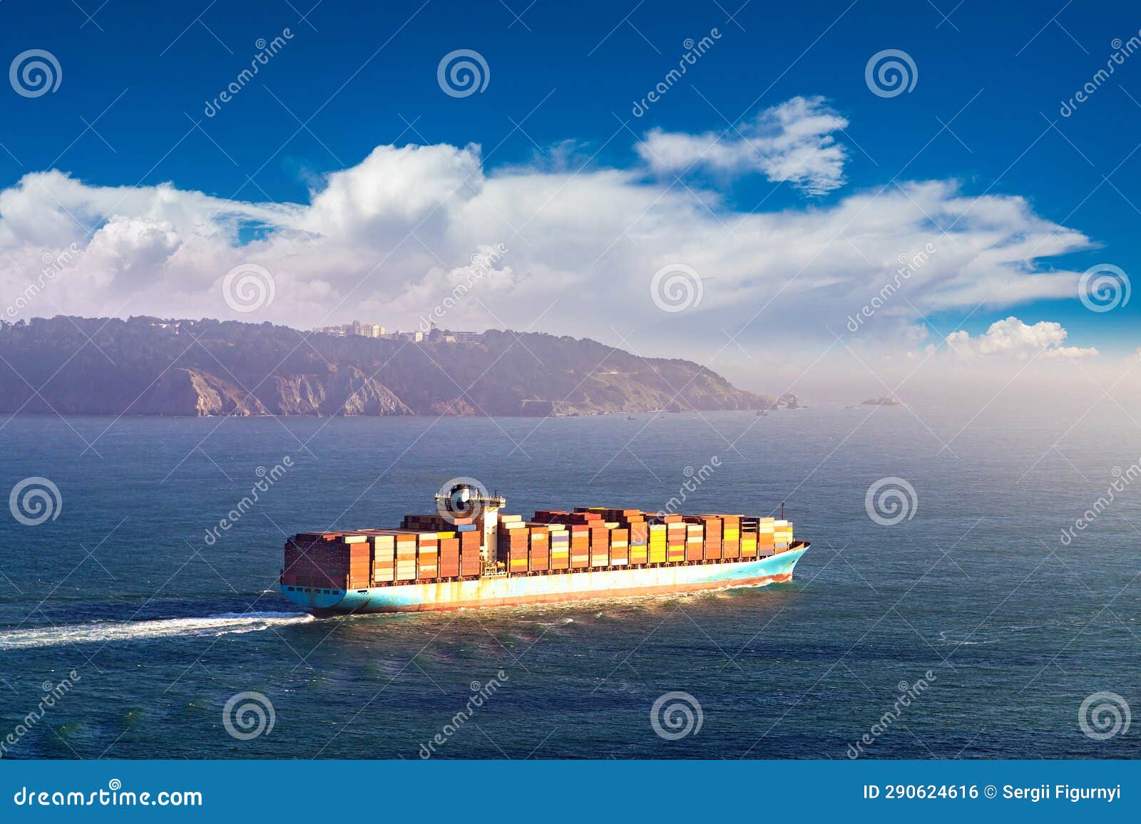 Container Ship in San Francisco Bay Stock Photo - Image of export ...