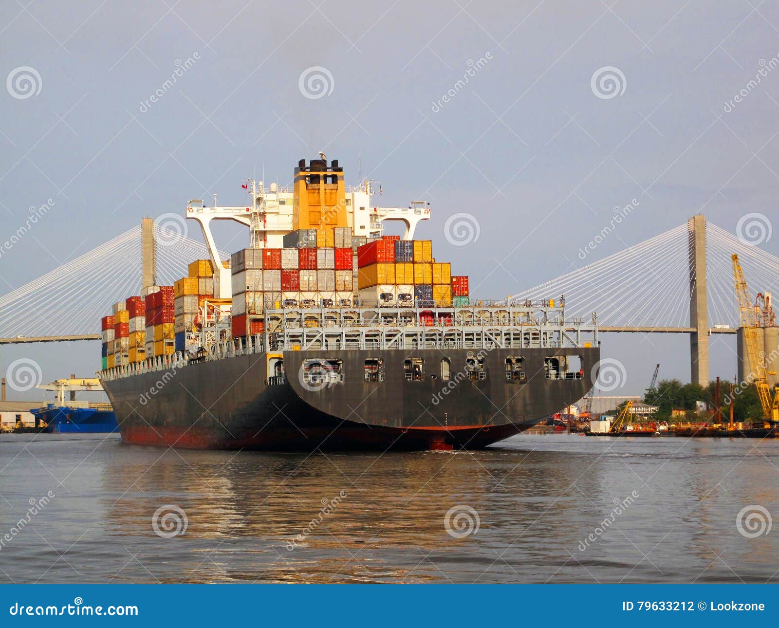 Container Ship in Savannah. Stock Photo - Image of arrivals, authority ...