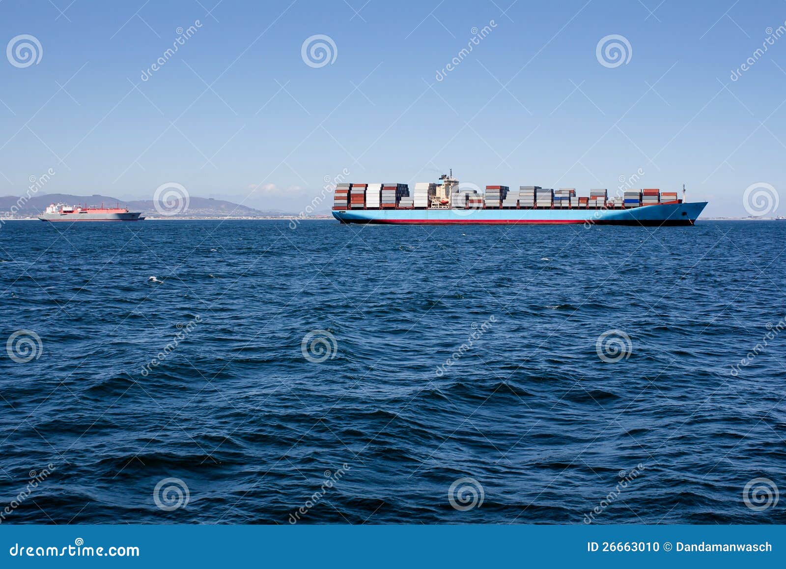 Container Ship on sea stock photo. Image of horizon, maritime - 26663010