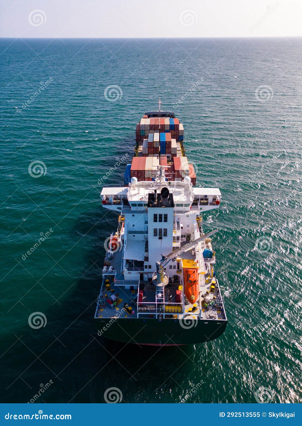 A Container Ship in the Sea, Aerial View Stock Image - Image of ...