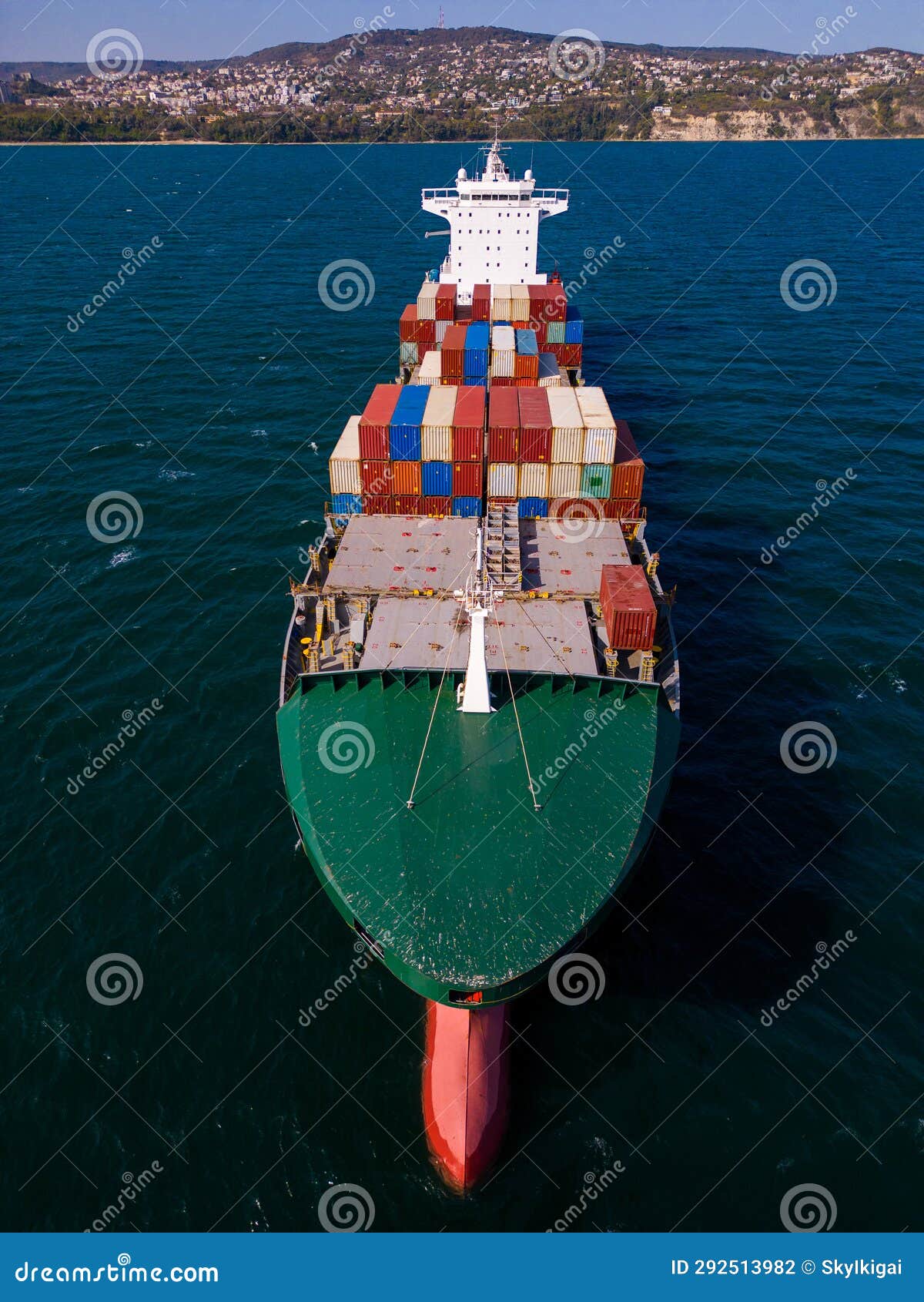 A Container Ship in the Sea, Aerial View Stock Photo - Image of trade ...