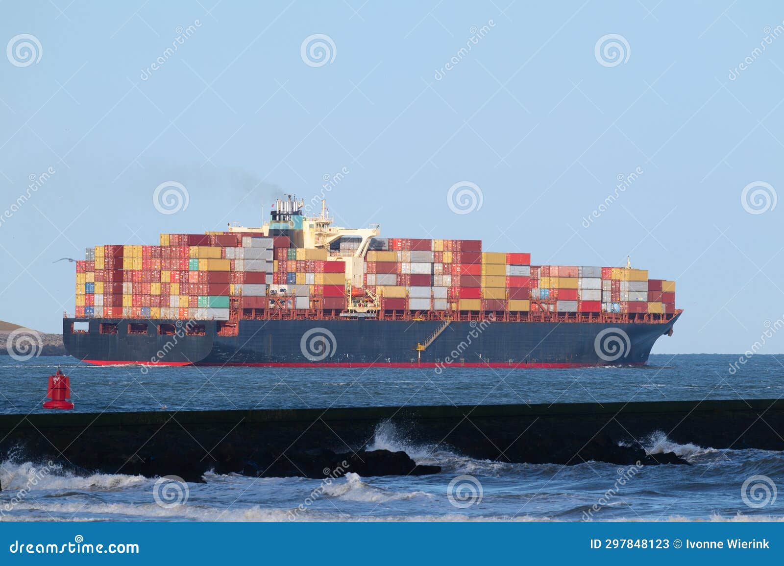 Container ship at the sea stock image. Image of vessel - 297848123