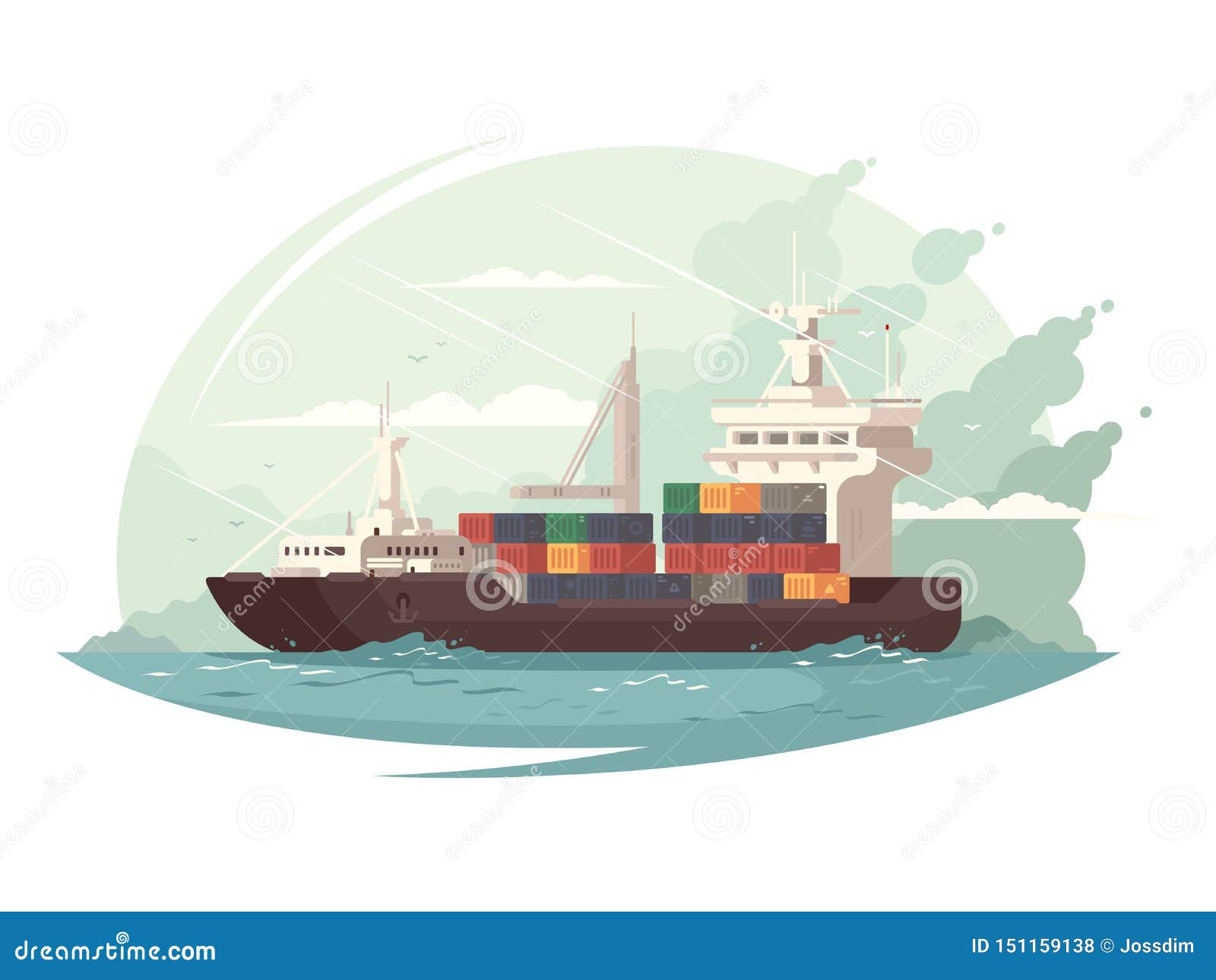 Container ship in sea stock illustration. Illustration of import ...