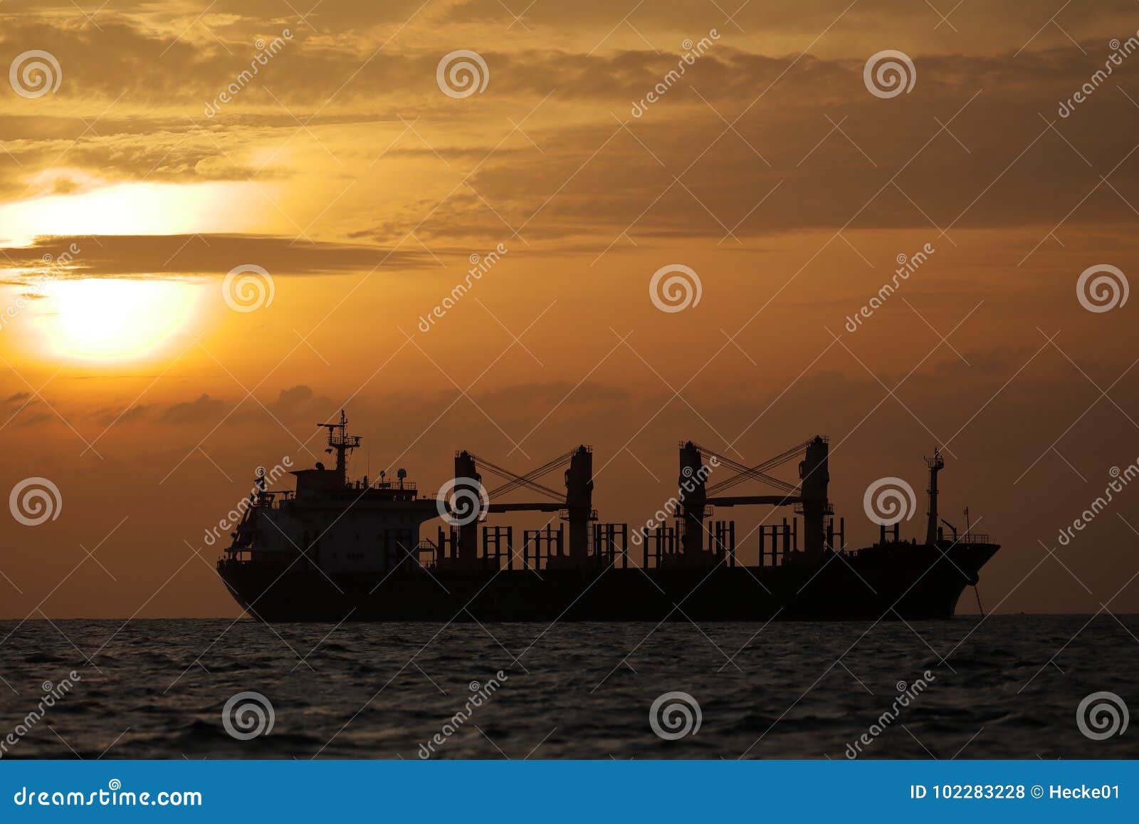 Container Ship on the Sea in Sunrise Stock Photo - Image of ship, trade ...