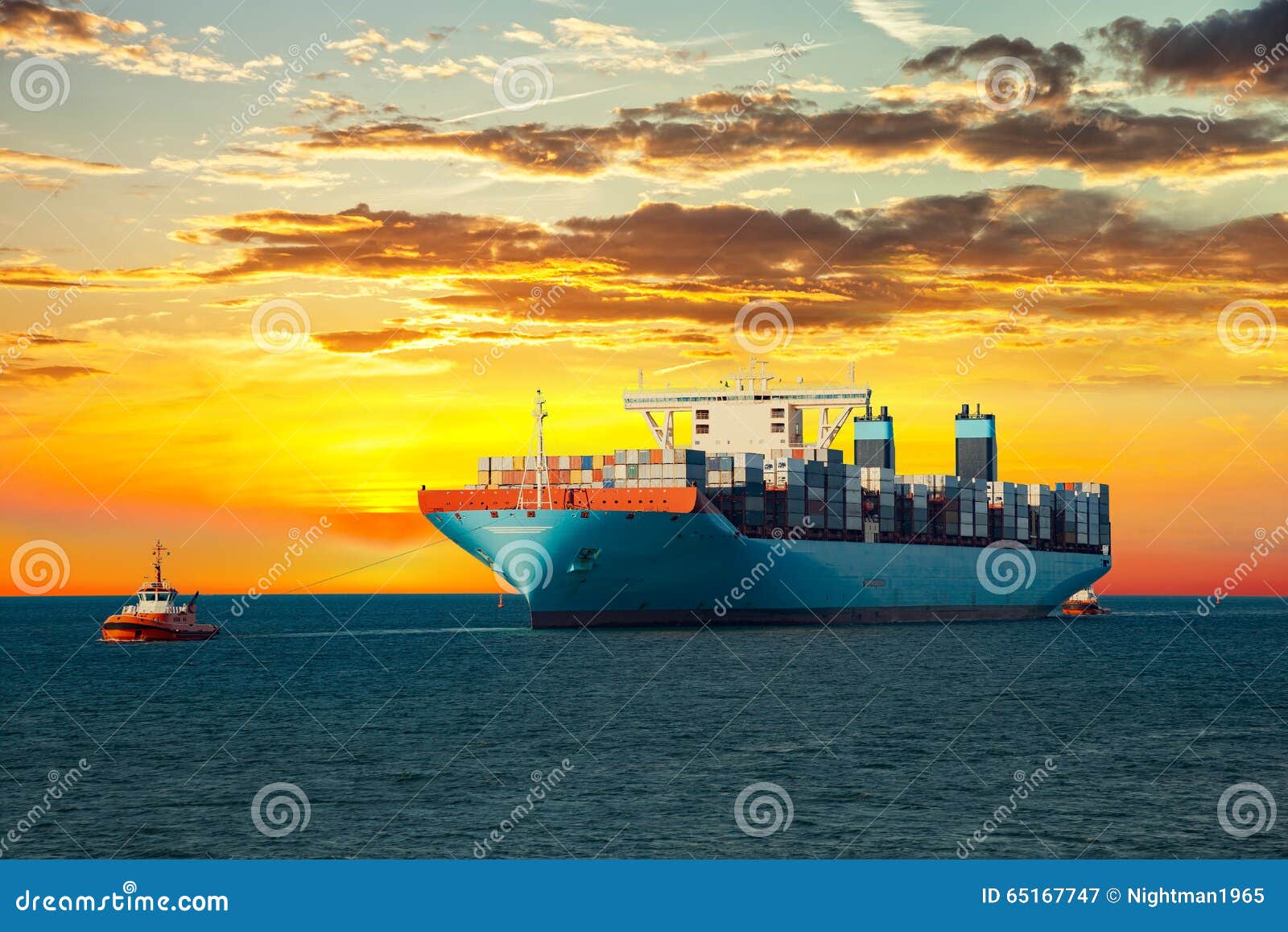 Container ship on sea stock image. Image of cargo, ocean - 65167747
