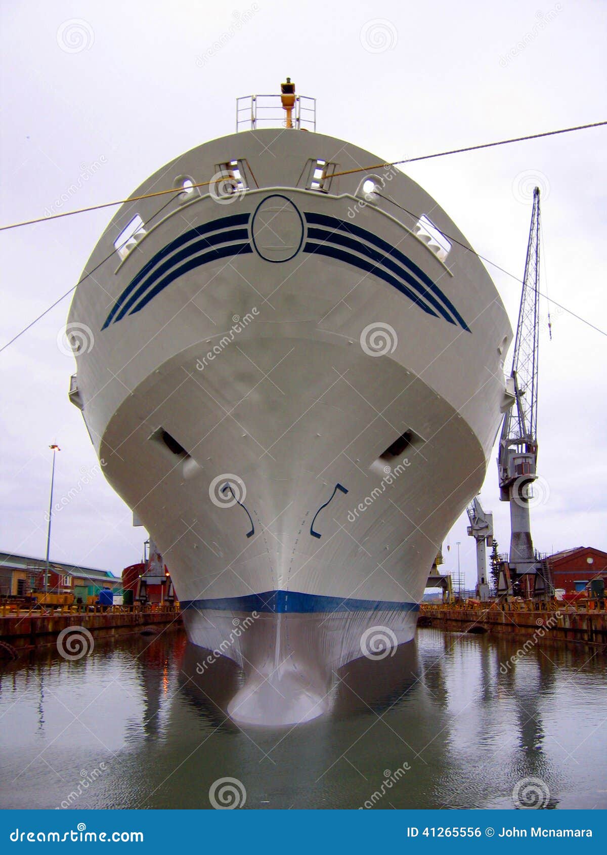 Container Ship in a Shipyard Dock Stock Photo - Image of cargo, power ...