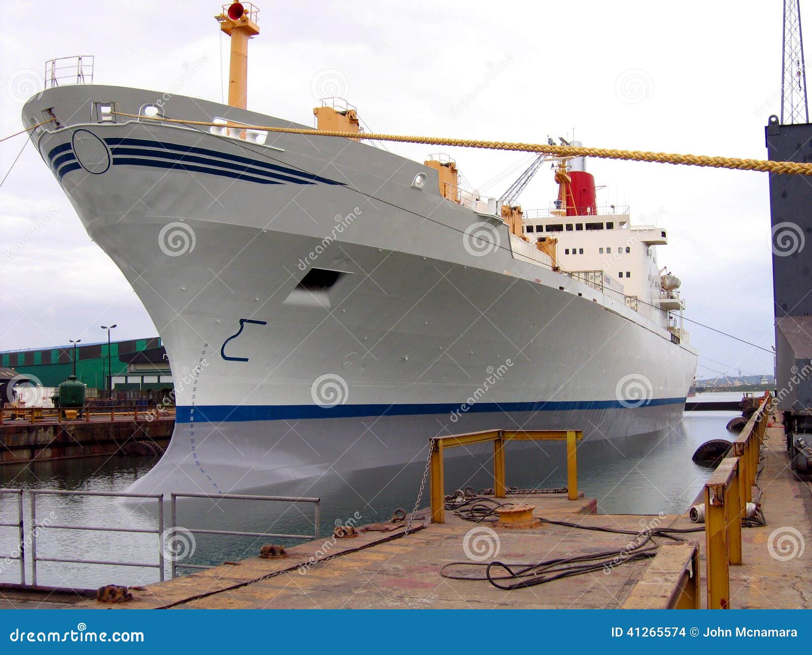 Container Ship in a Shipyard Dock Stock Photo - Image of freighter ...