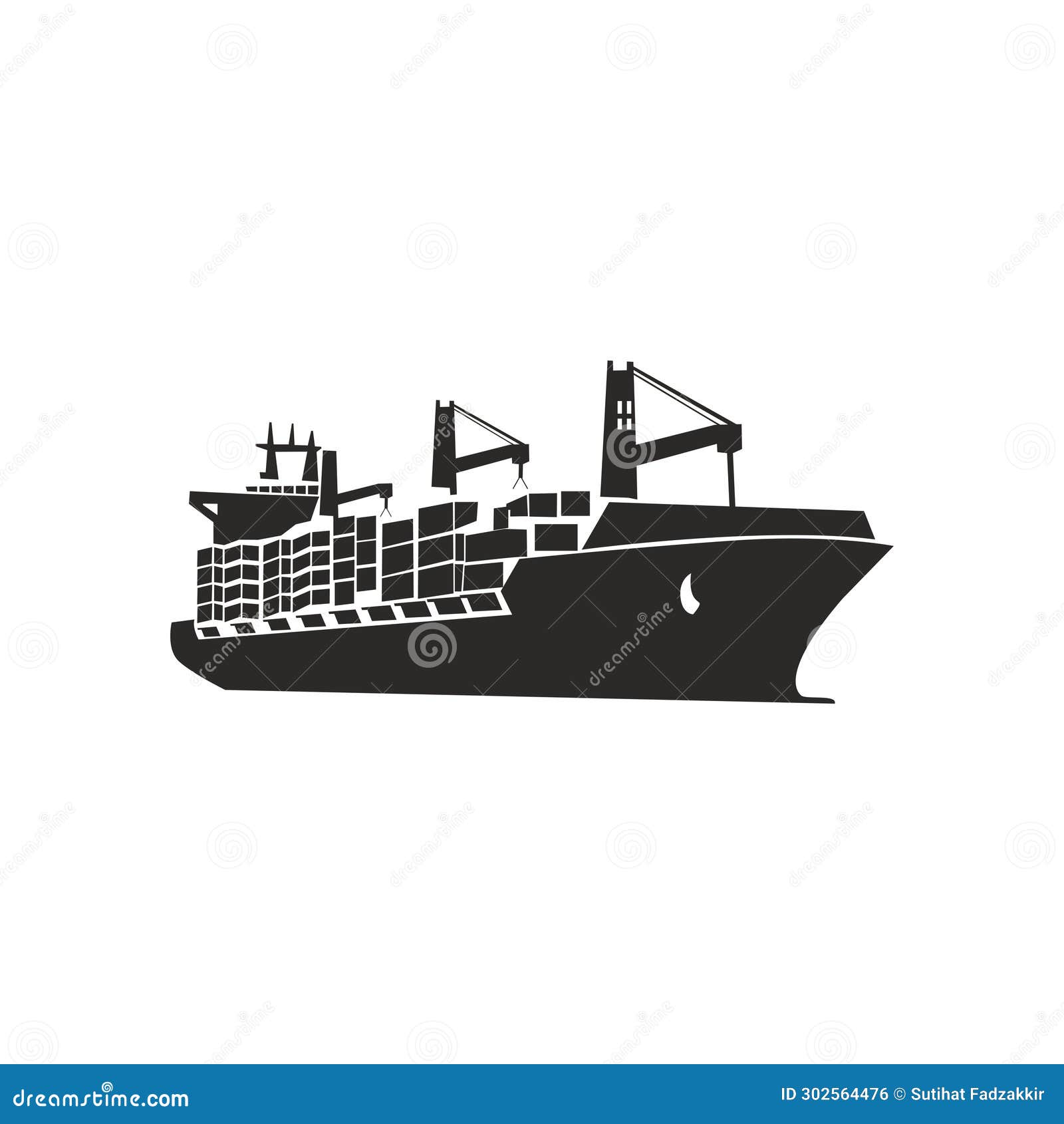 Container Ship Silhouette. Sea ??transportation Means Ship Logo, Cargo ...