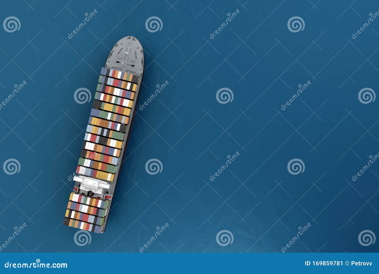 Container Ship Stay in the Sea Top View Stock Illustration ...