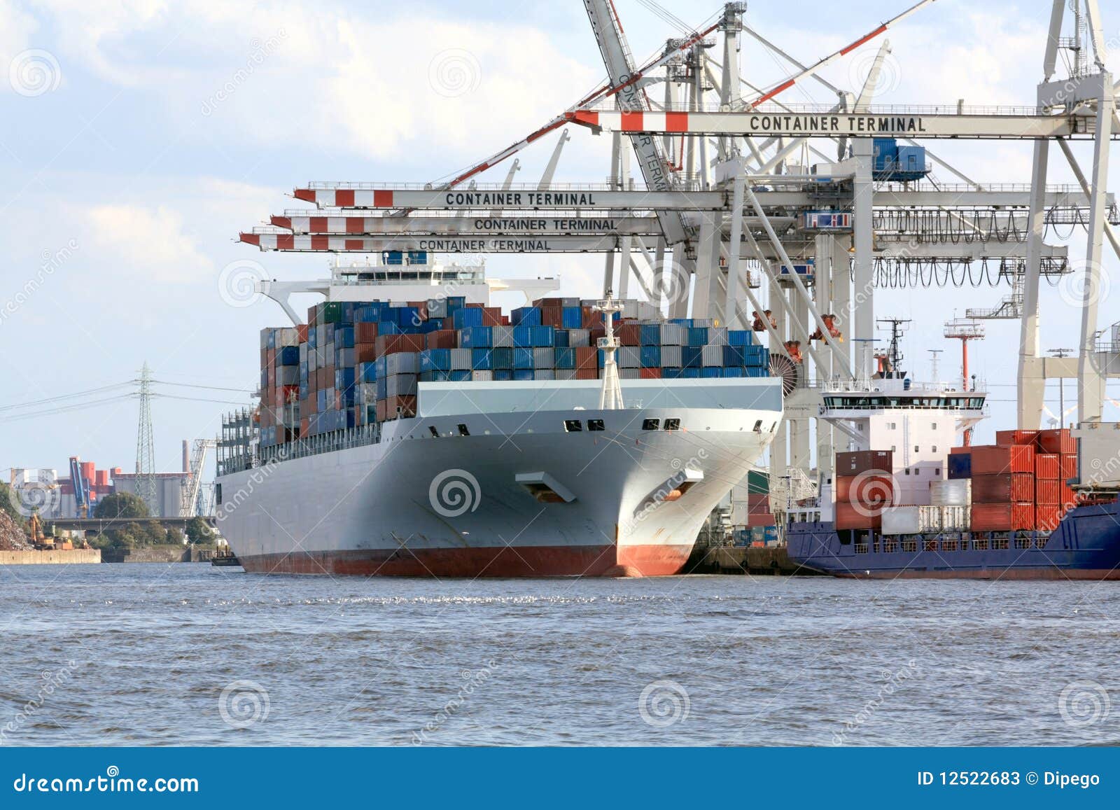 Container ship on terminal stock image. Image of vessel - 12522683
