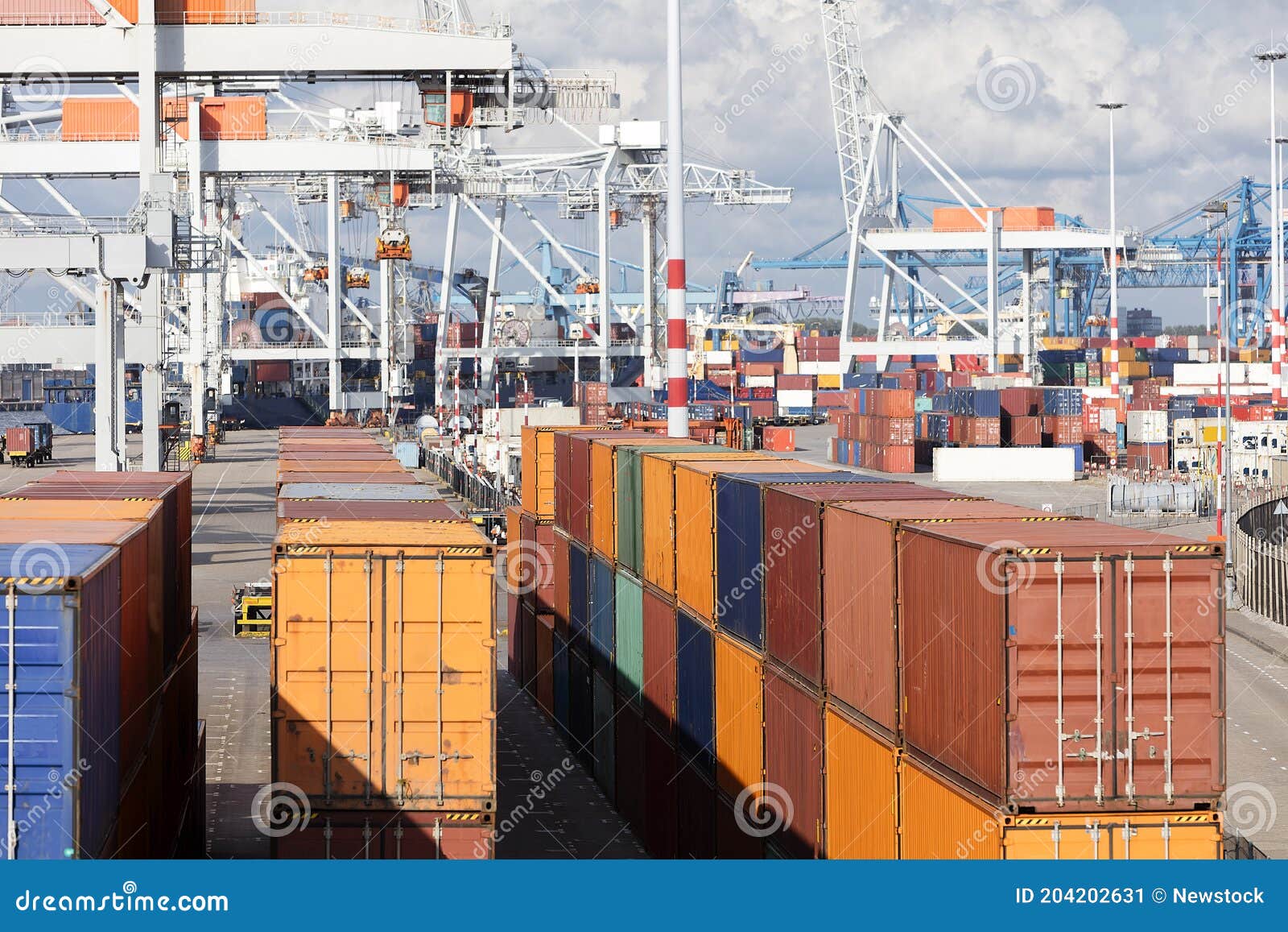 Container Terminal in Harbour Stock Image - Image of harbor, landmark ...