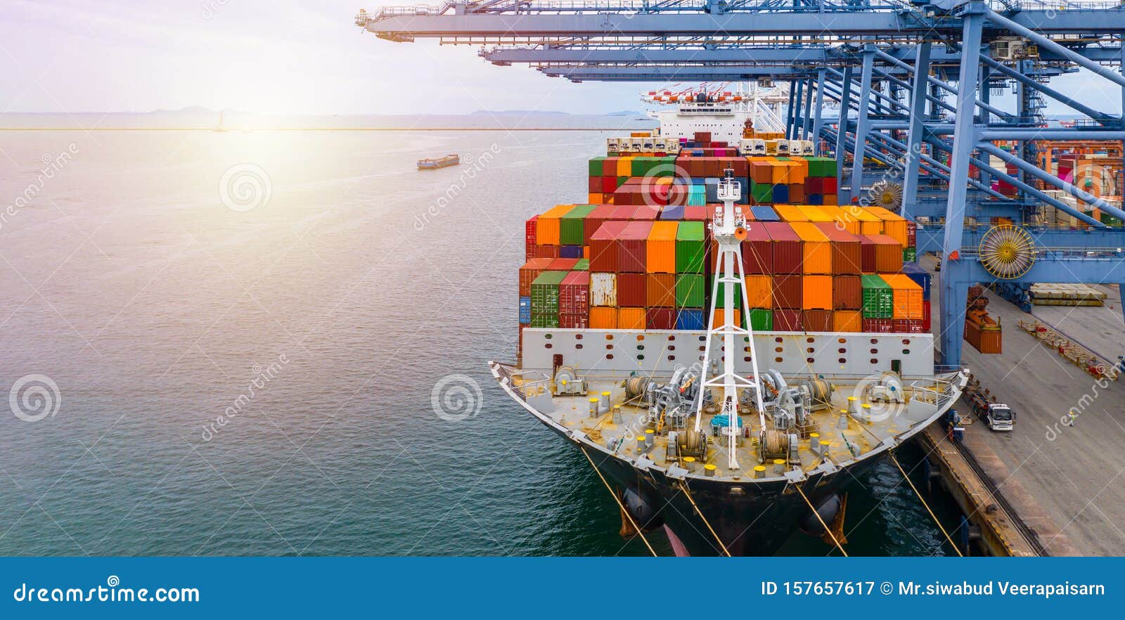 Container Ship Terminal, Unloading and Loading Crane of Container Ship ... Container Ship Terminal, Unloading and Loading Crane of Container Ship ...
