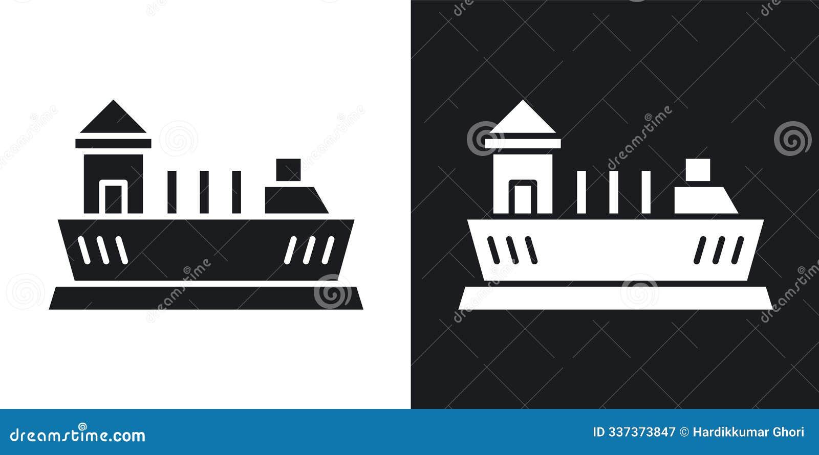 Container Ship Thin Line Vector Icon Set Stock Vector - Illustration of ...