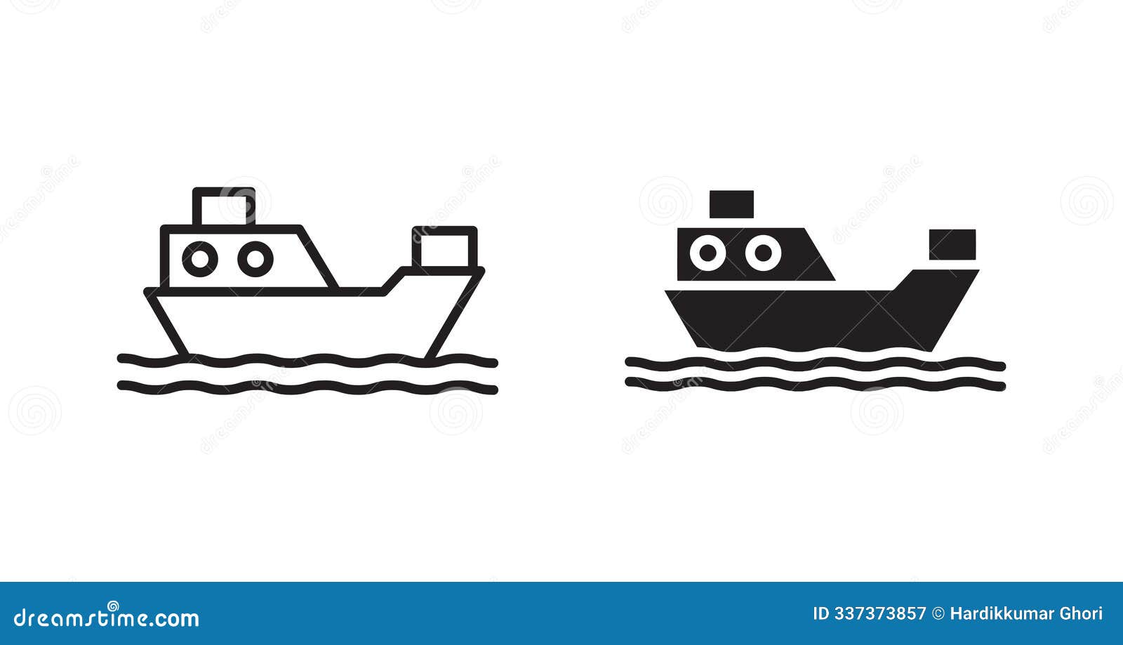 Container Ship Thin Line Vector Icon Set Stock Vector - Illustration of ...