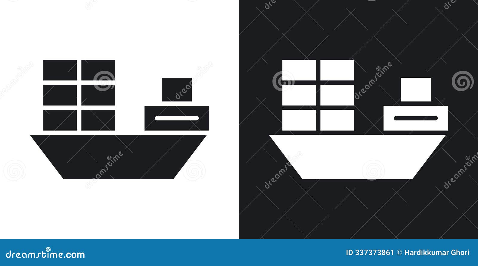 Container Ship Thin Line Vector Icon Set Stock Vector - Illustration of ...