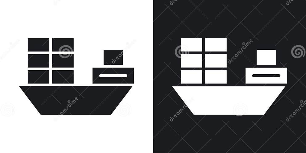 Container Ship Thin Line Vector Icon Set Stock Vector - Illustration of ...