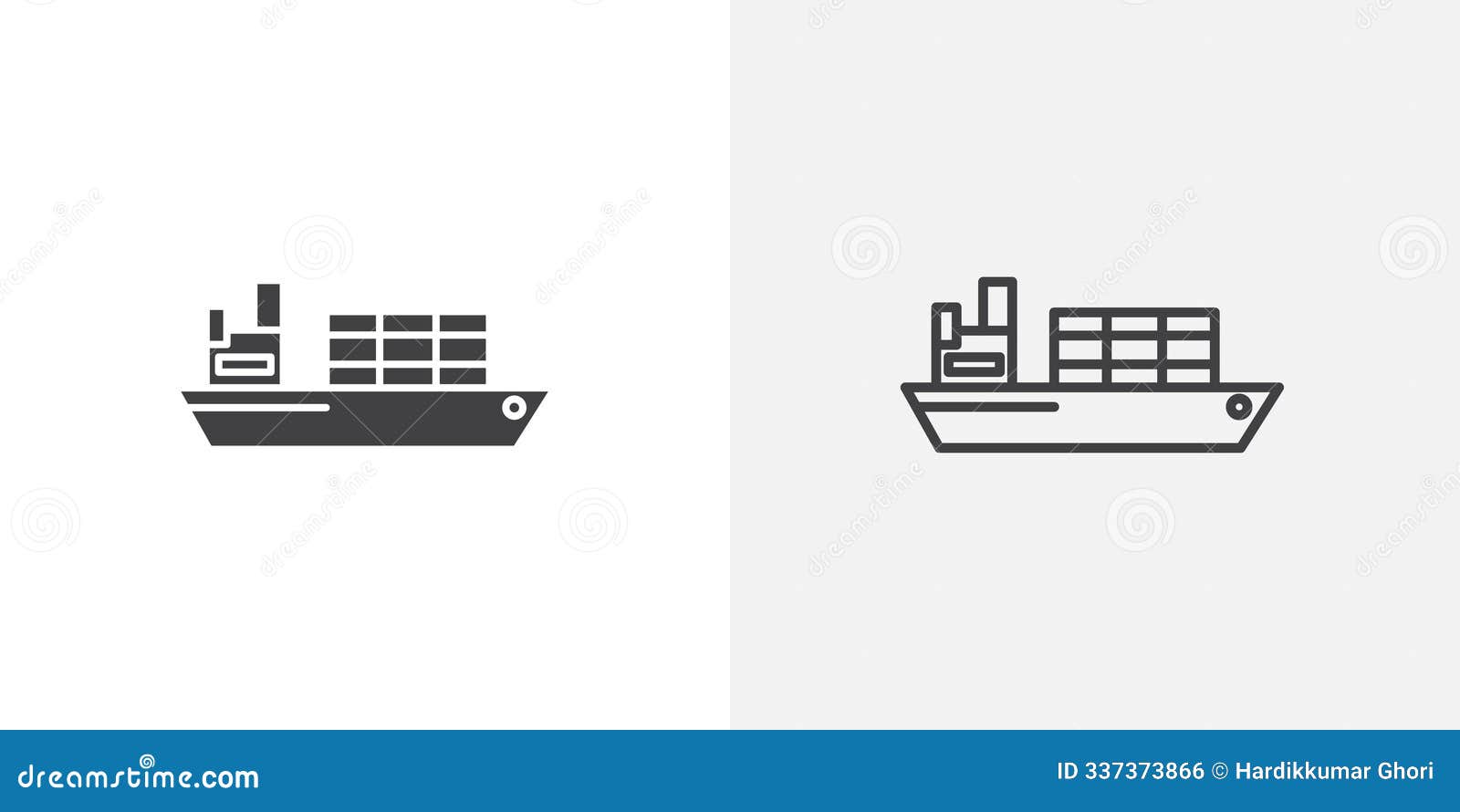 Container Ship Thin Line Vector Icon Set Stock Vector - Illustration of ...