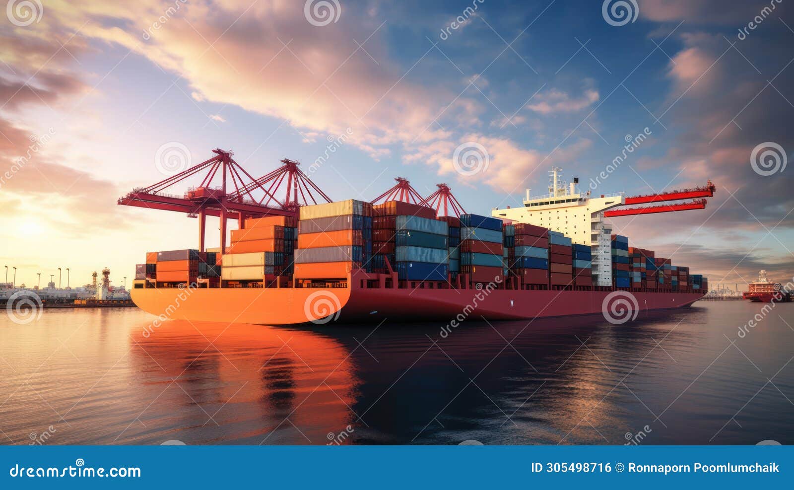 Container Ship Transporting Container Boxes at an Import-export Dock ...