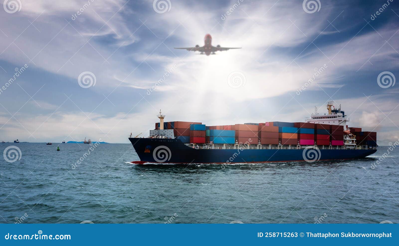 Container Ship Transporting Cargo Logistic To Import Export Goods ...
