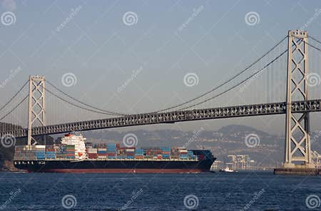 Container Ship Under Bridge Stock Image - Image of shipping, trans: 733283